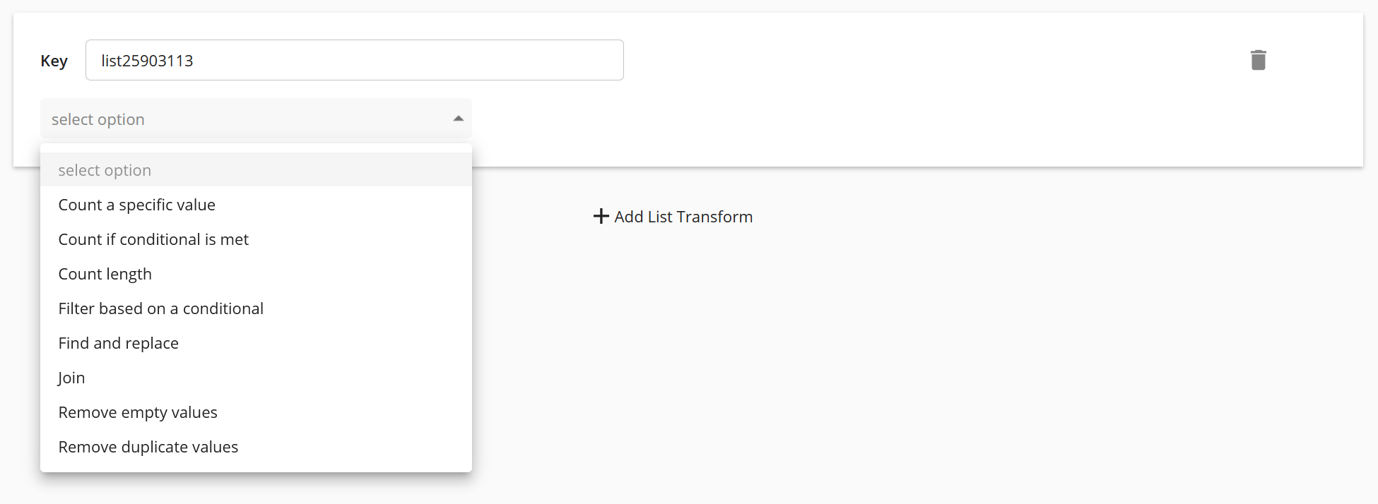 List Transform Workflow86 Documentation